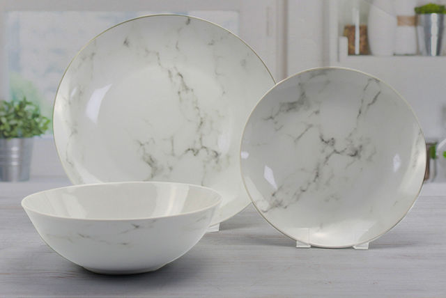 12Pc Marble Dinner Plate Set | Shop | Wowcher